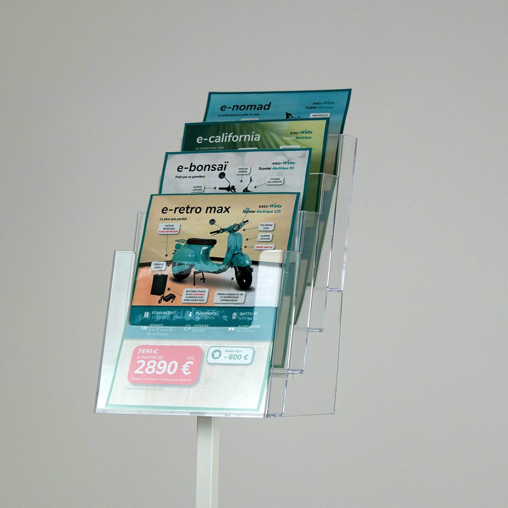 Présentoir sur pied 4 compartiments